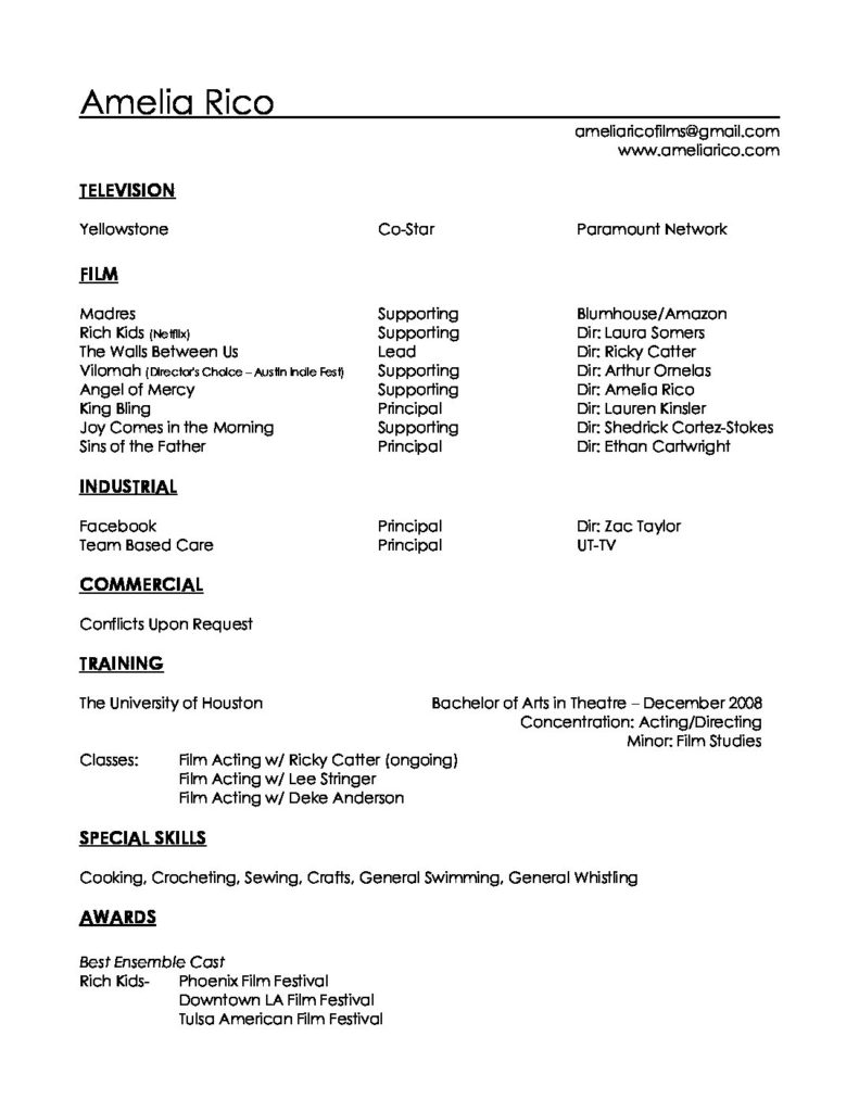 Resume | Amelia Rico